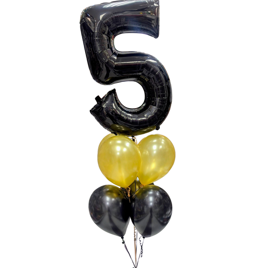 Birthday Number Bouquet with One Jumbo Number, Six Latex Balloons and ...